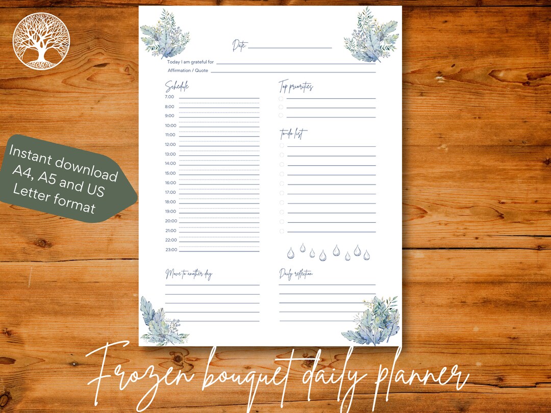 Daily Printable Undated Planner Template Page Illustrated With Frozen ...