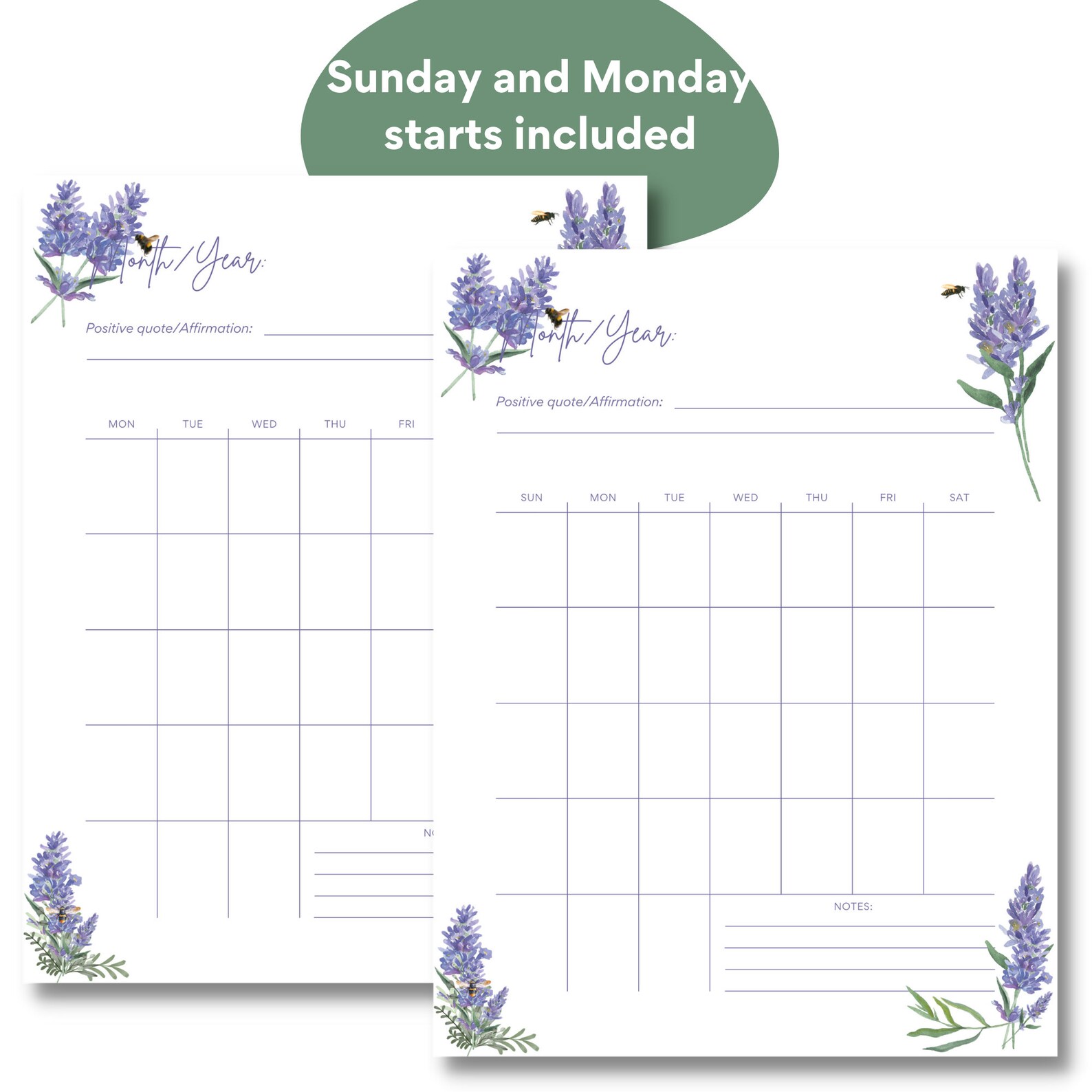 Bundle Daily, Weekly & Monthly Printable Undated Planner Template Pages ...