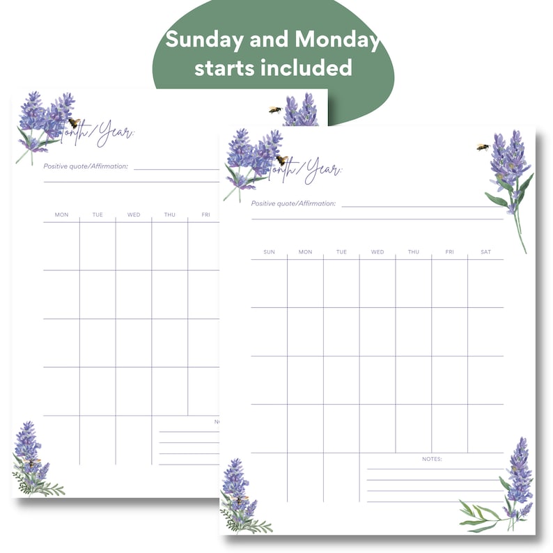 Bundle Daily, Weekly & Monthly Printable Undated Planner Template Pages ...