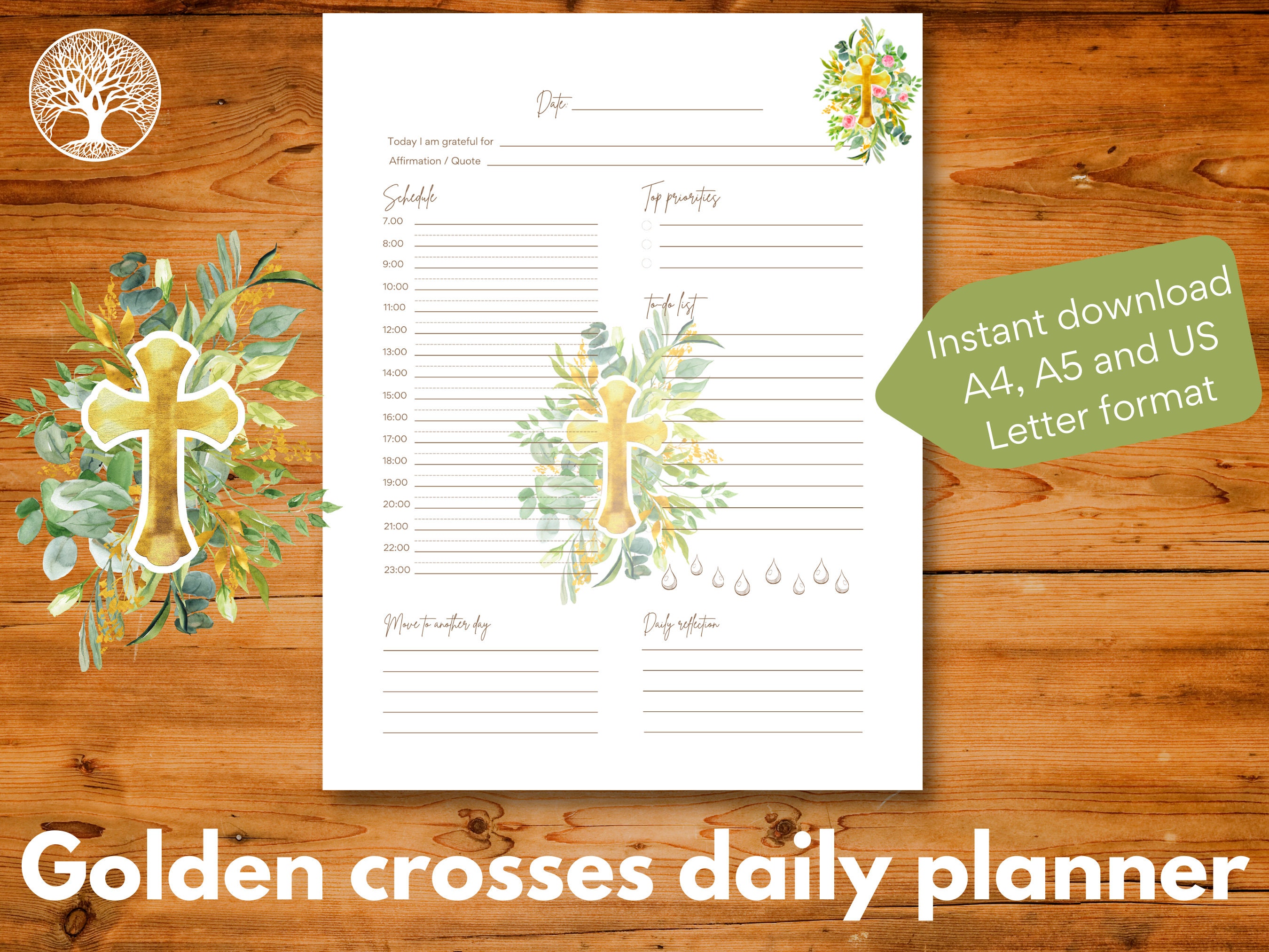 Daily Christian Printable Undated Planner Template Page Illustrated ...