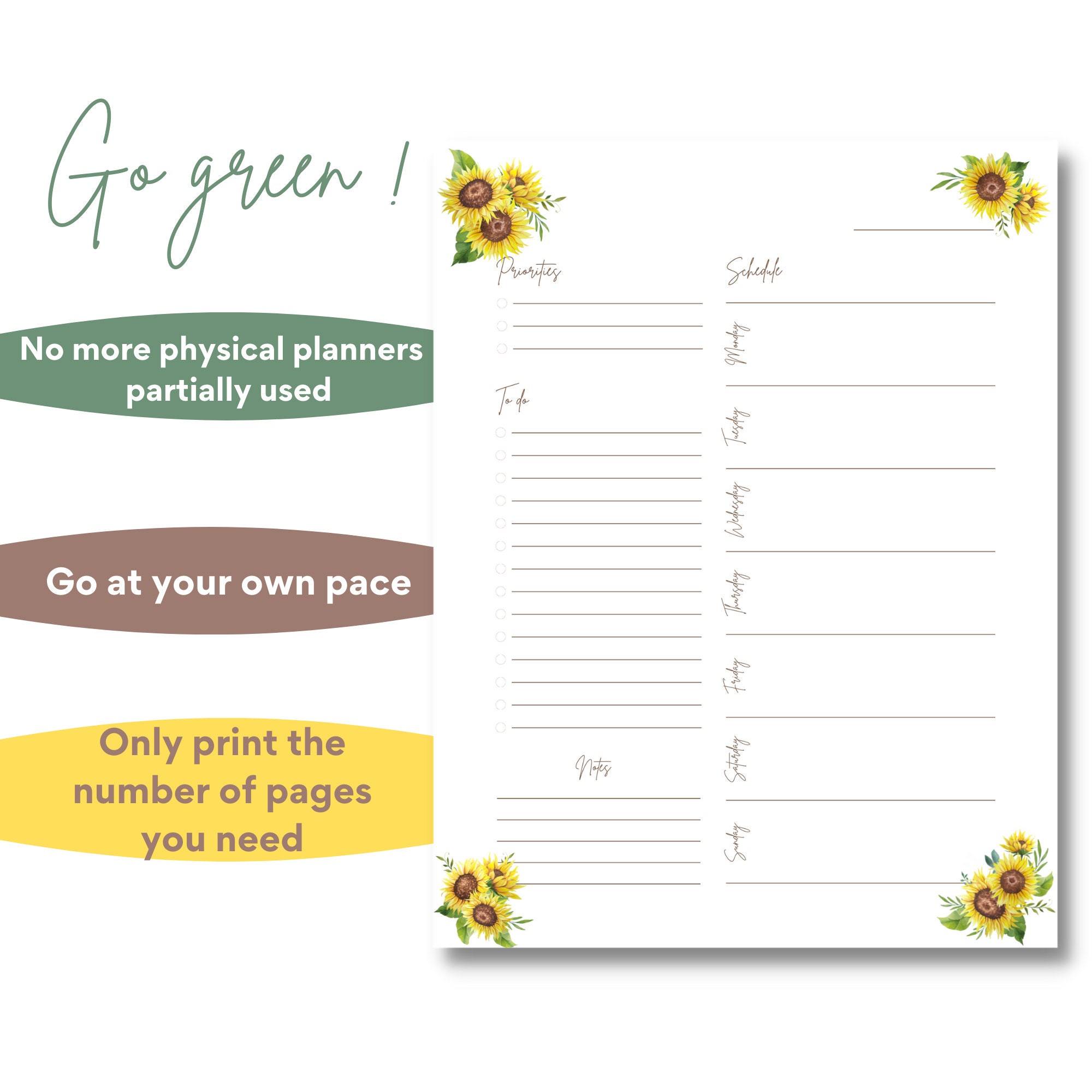 Weekly Printable Undated Planner Template Page Illustrated With ...