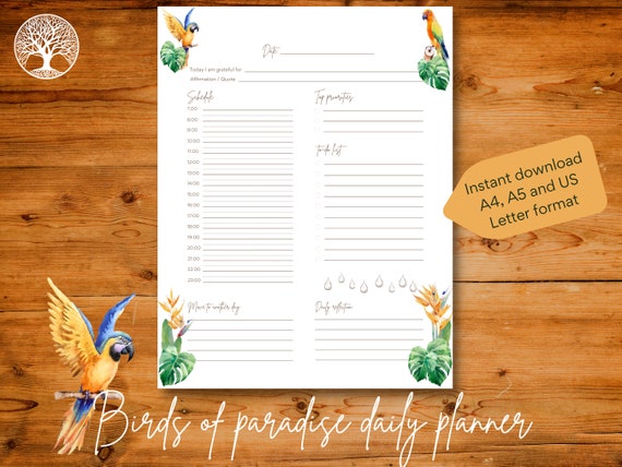 Daily Printable Undated Planner Template Page Illustrated With | Etsy