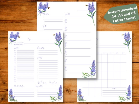 Bundle Daily Weekly & Monthly Printable Undated Planner - Etsy