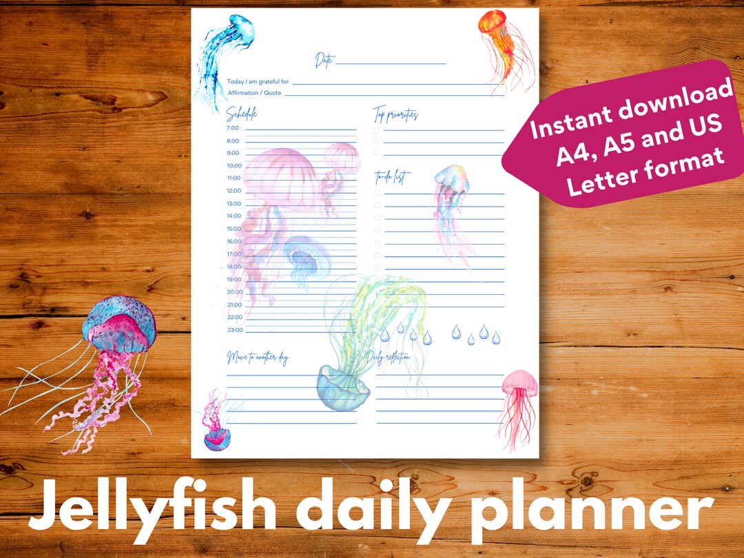 Daily Printable Undated Planner Template Page Illustrated With ...