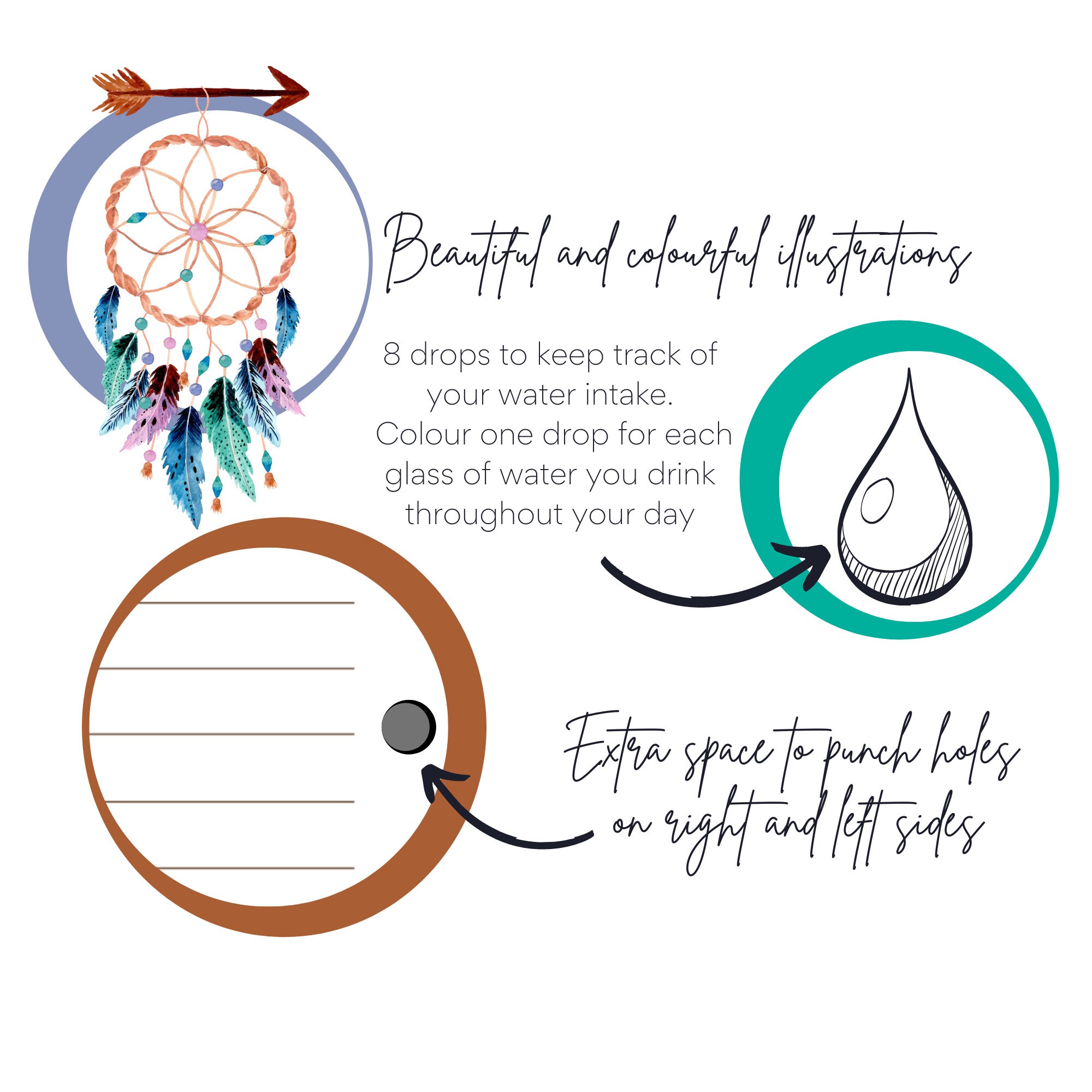 Daily Printable Undated Planner Template Page Illustrated With Blue ...