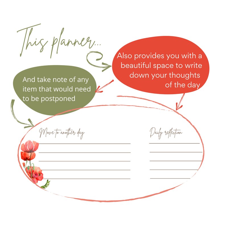 Daily Printable Undated Planner Template Page Illustrated With Poppy ...