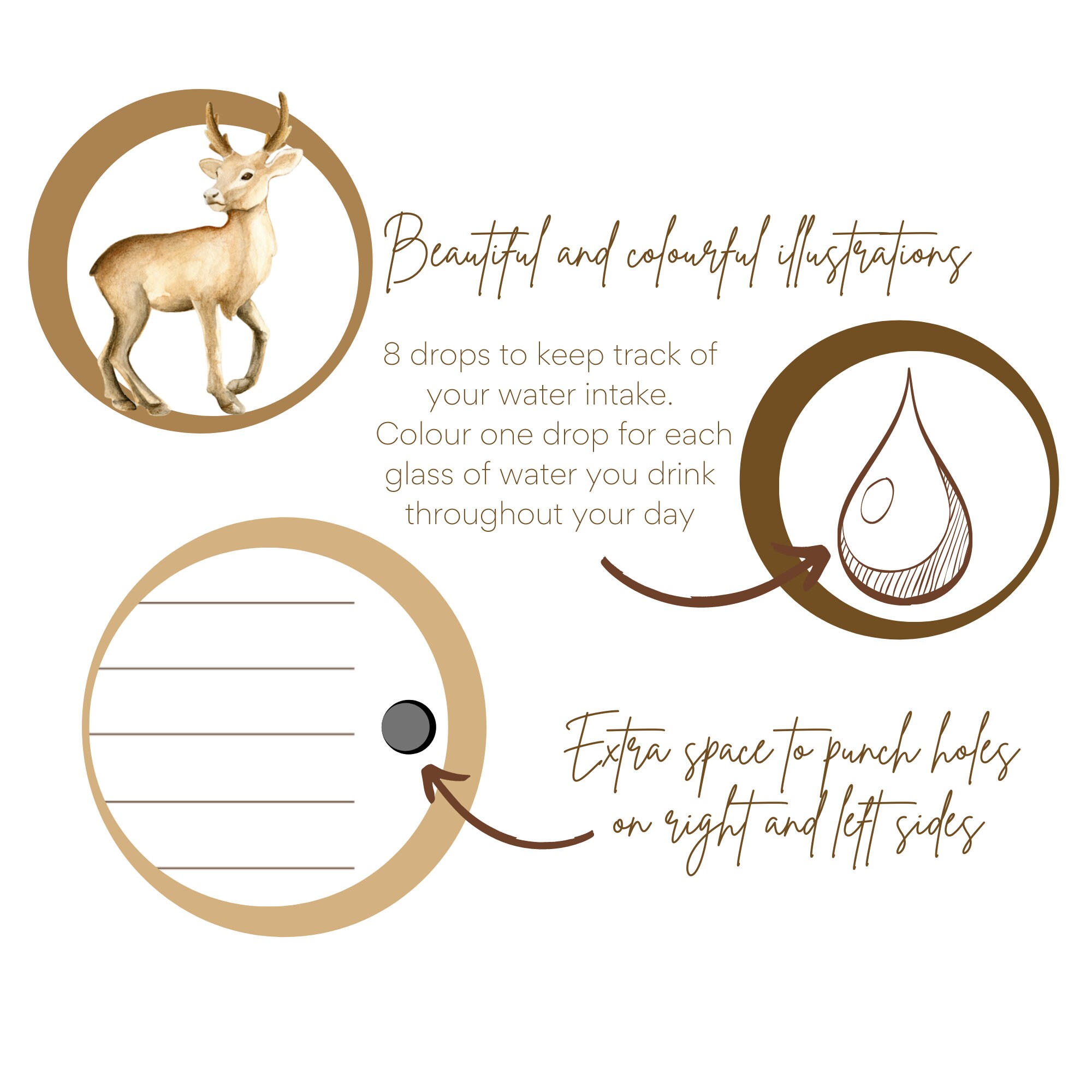 Daily Printable Undated Planner Template Page Illustrated With a Deer ...