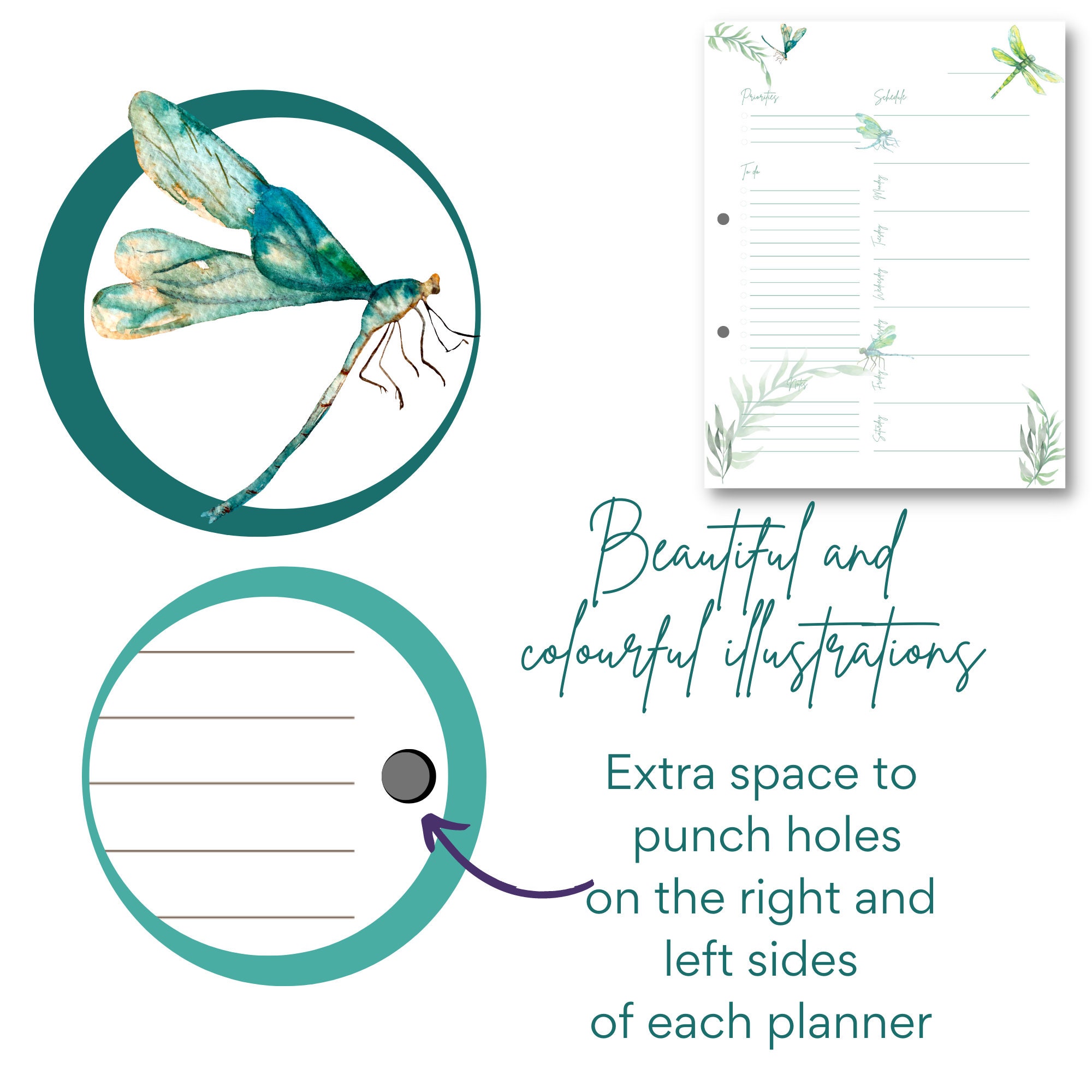 Printable Dragonfly Weekly Planner Template | Undated | Instant ...
