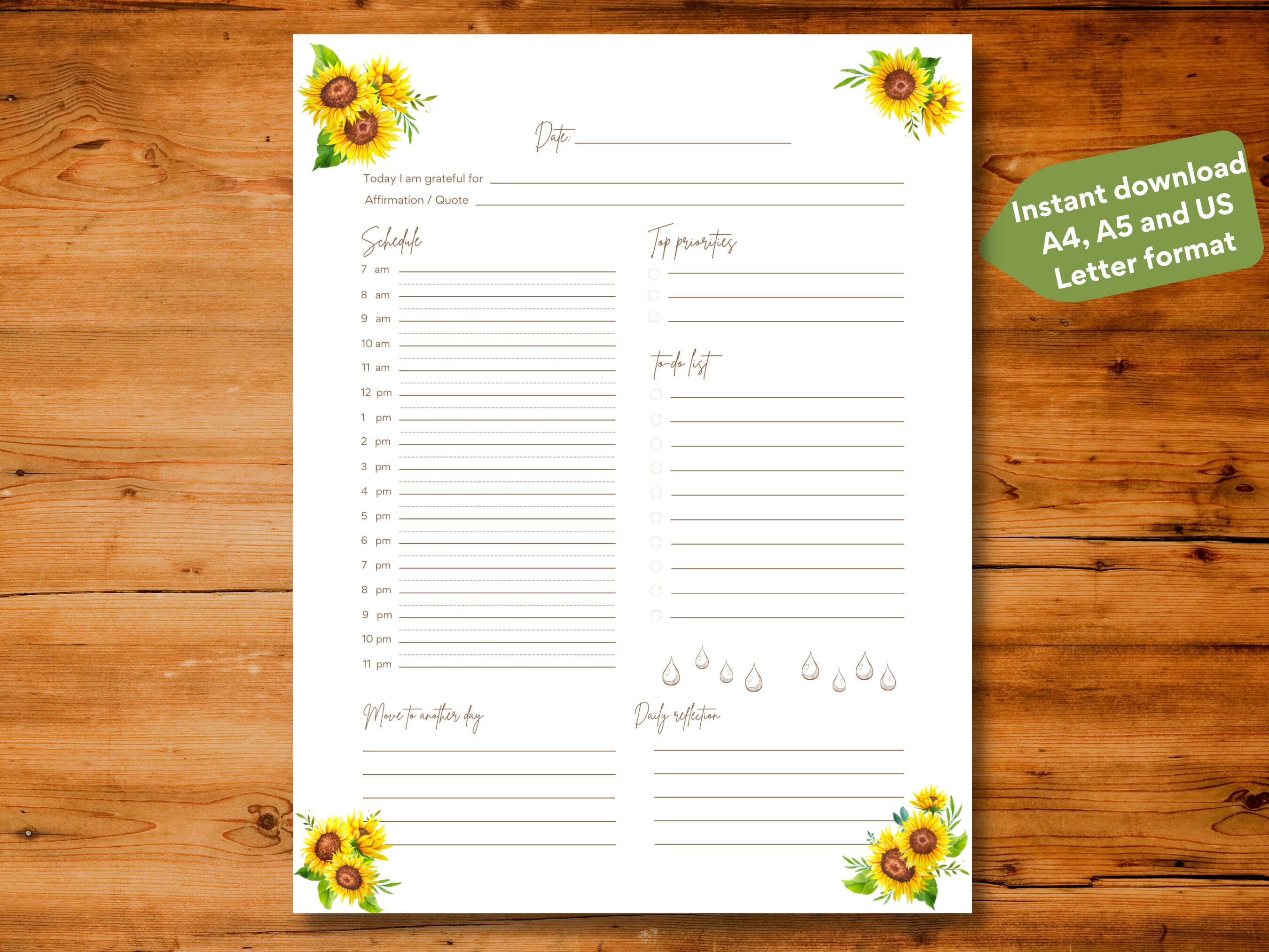 Daily Printable Undated Planner Template Page Illustrated With ...