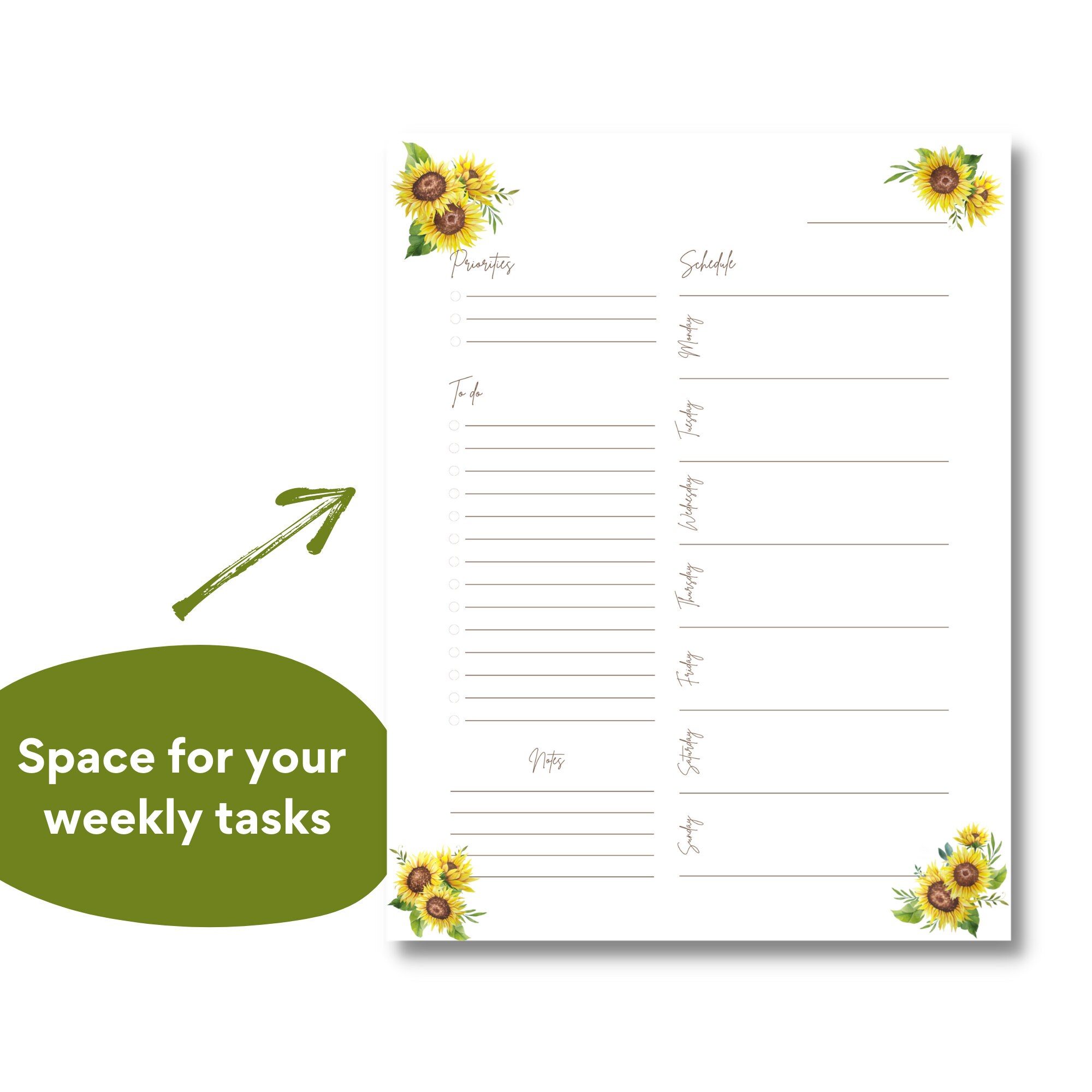 Weekly Printable Undated Planner Template Page Illustrated With ...
