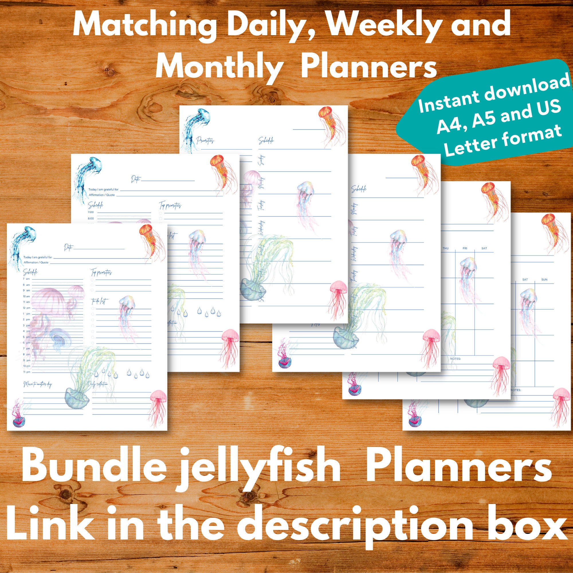 Daily Printable Undated Planner Template Page Illustrated With ...