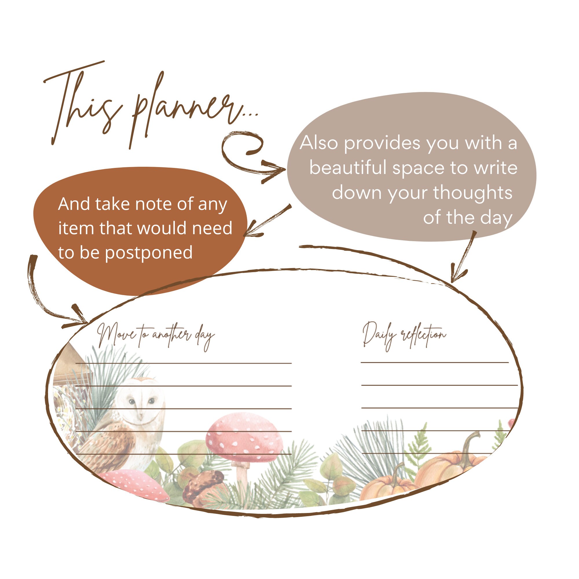 Daily Printable Undated Planner Template Page Illustrated With Owls ...