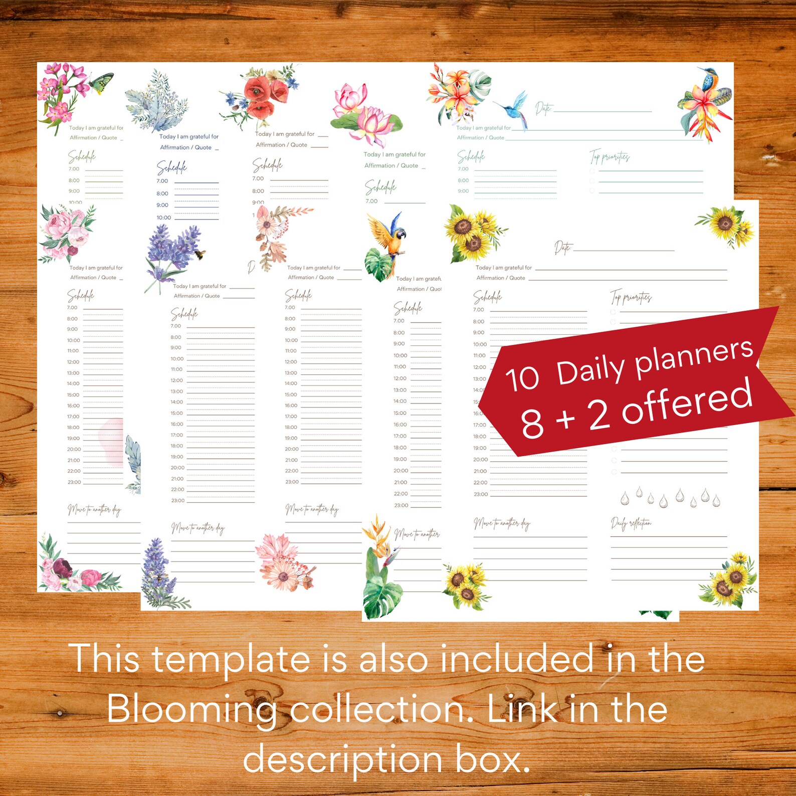 Daily Printable Undated Planner Template Page Illustrated With - Etsy