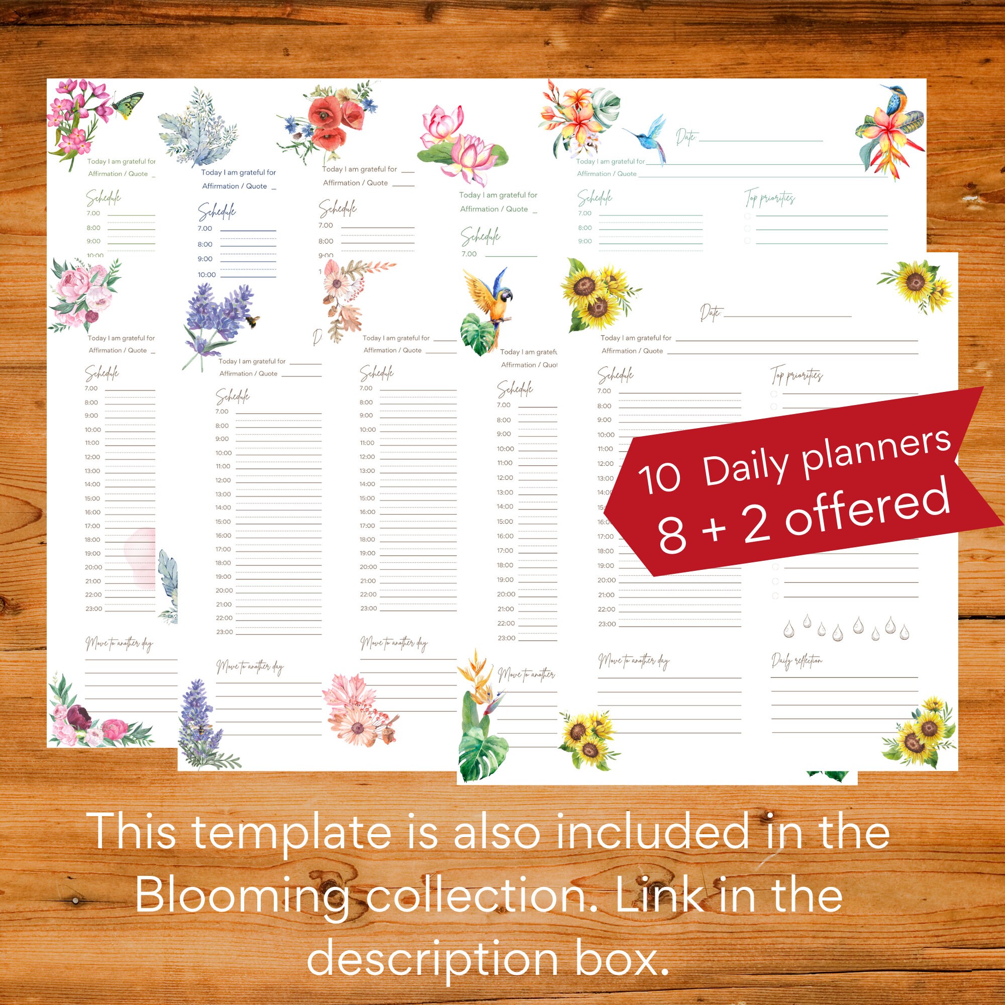 Daily Printable Undated Planner Template Page Illustrated With Lavender ...