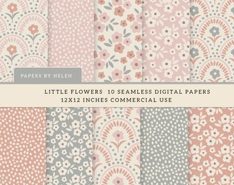 10 Boho Seamless Digital Papers, Spring Floral, Spring Flowers ...
