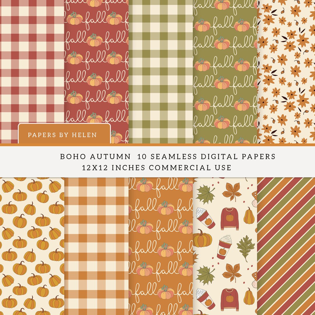 10 Fall Boho Seamless Digital Papers Boho Autumn Paper Boho - Etsy
