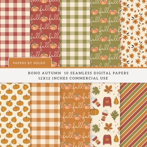 10 Fall Boho Seamless Digital Papers Boho Autumn Paper Boho - Etsy