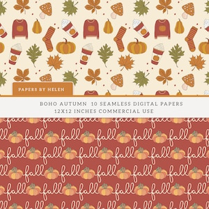 10 Fall Boho Seamless Digital Papers, Boho Autumn Paper, Boho ...