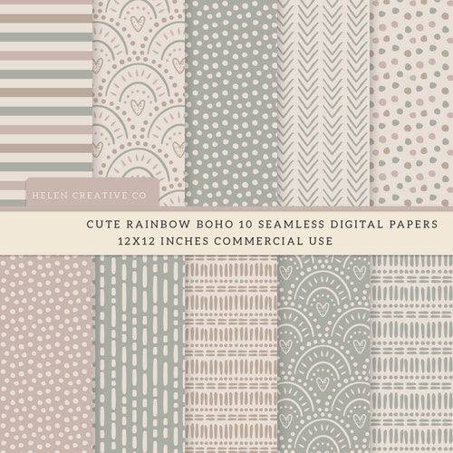 10 Boho Seamless Digital Papers Boho Scrapbook Paper Boho - Etsy
