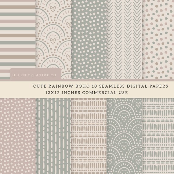 10 Boho Seamless Digital Papers Boho Scrapbook Paper Boho - Etsy