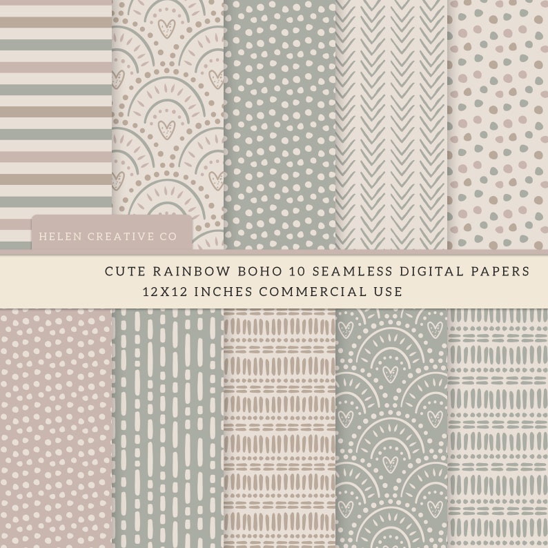 10 Boho Seamless Digital Papers Boho Scrapbook Paper Boho - Etsy