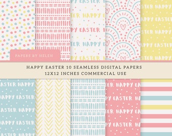 10 Easter Seamless Digital Papers, Easter Backgrounds, Commercial Use ...