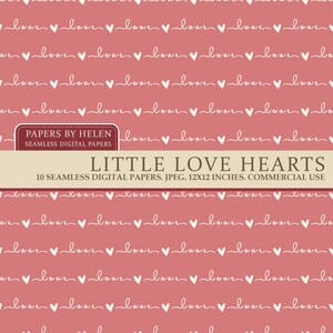 10 Valentine Hearts Seamless Digital Papers, Scrapbook Paper, Heart ...