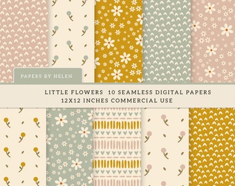 10 Boho Seamless Digital Papers, Spring Floral, Spring Flowers ...