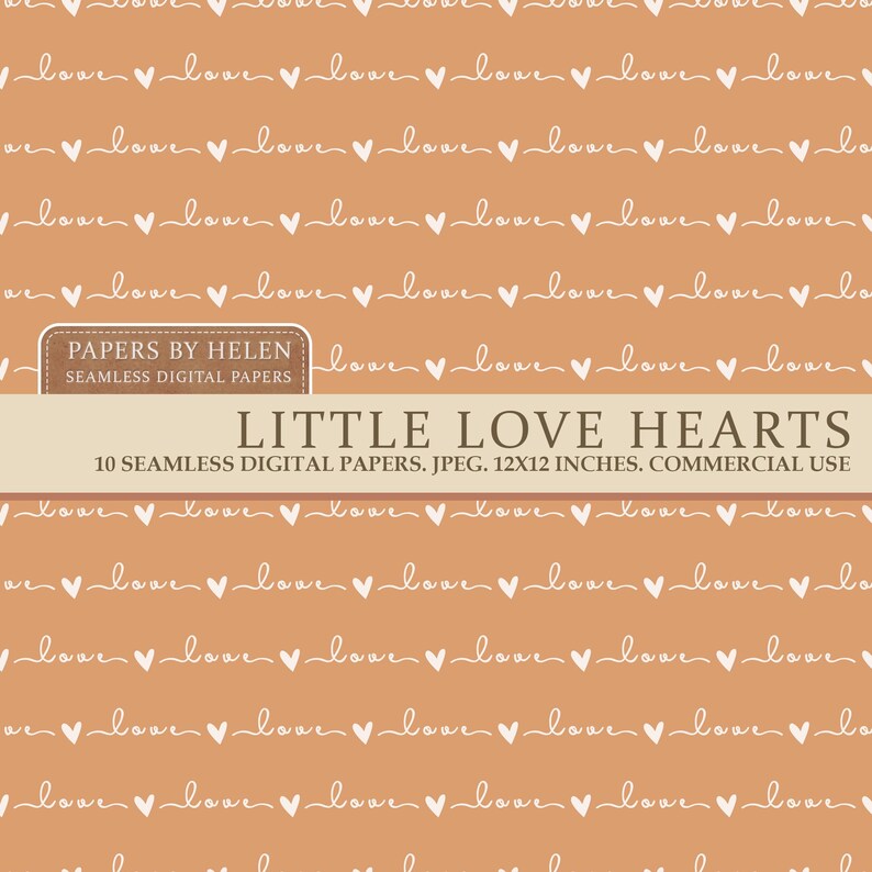 10 Valentine Hearts Seamless Digital Papers, Scrapbook Paper, Heart ...