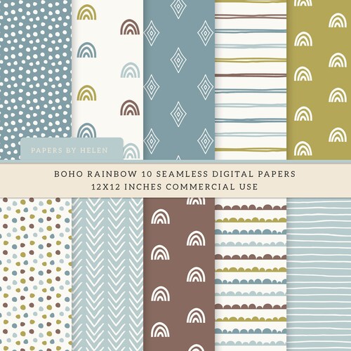 10 Boho Seamless Digital Papers Boho Scrapbook Paper Boho - Etsy