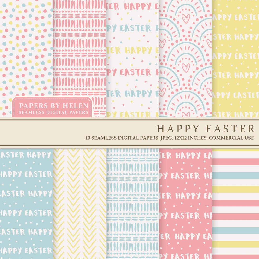 10 Rainbow Easter Seamless Digital Papers, Easter Backgrounds ...