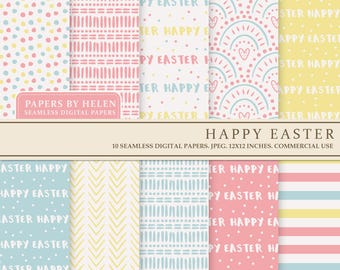 10 Easter Seamless Digital Papers, Easter Backgrounds, Commercial Use ...