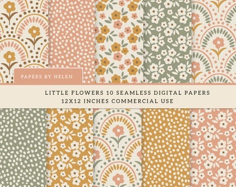 10 Boho Seamless Digital Papers, Spring Floral, Spring Flowers ...