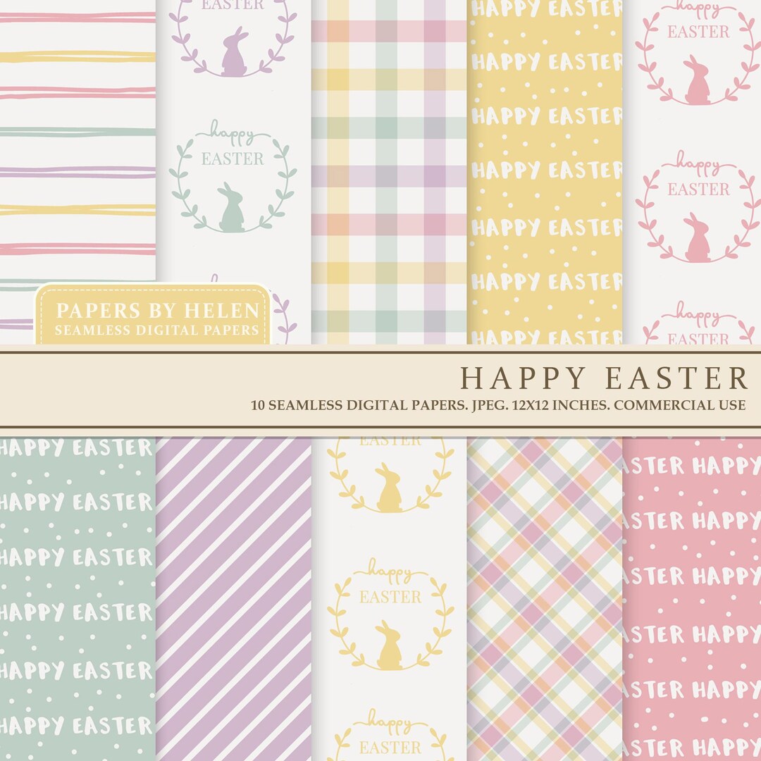 10 Easter Seamless Digital Papers, Easter Backgrounds, Commercial Use ...