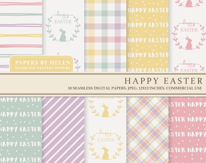 10 Easter Seamless Digital Papers, Easter Backgrounds, Commercial Use ...