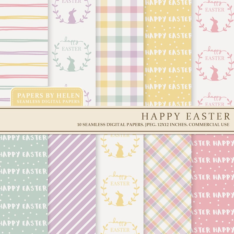 10 Easter Seamless Digital Papers, Easter Backgrounds, Commercial Use ...
