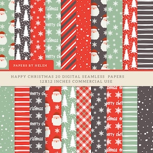 20 Christmas Digital Papers, Christmas Scrapbook Paper, Commercial Use ...