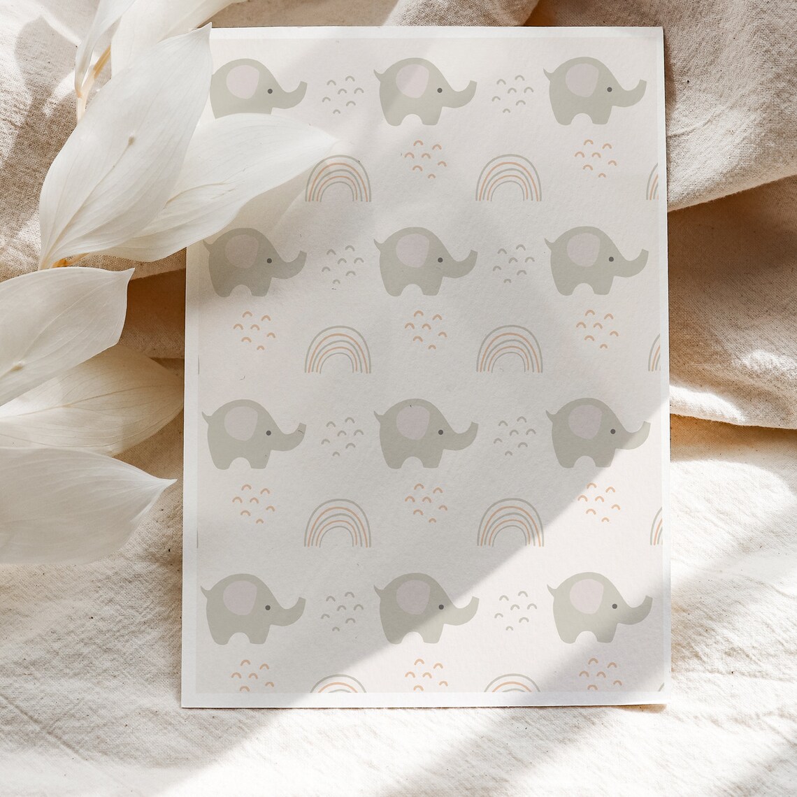 10 Boho Elephant Nursery Papers, Boho Scrapbook Paper, Boho Nursery ...