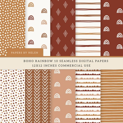 10 Boho Seamless Digital Papers Boho Scrapbook Paper Boho - Etsy