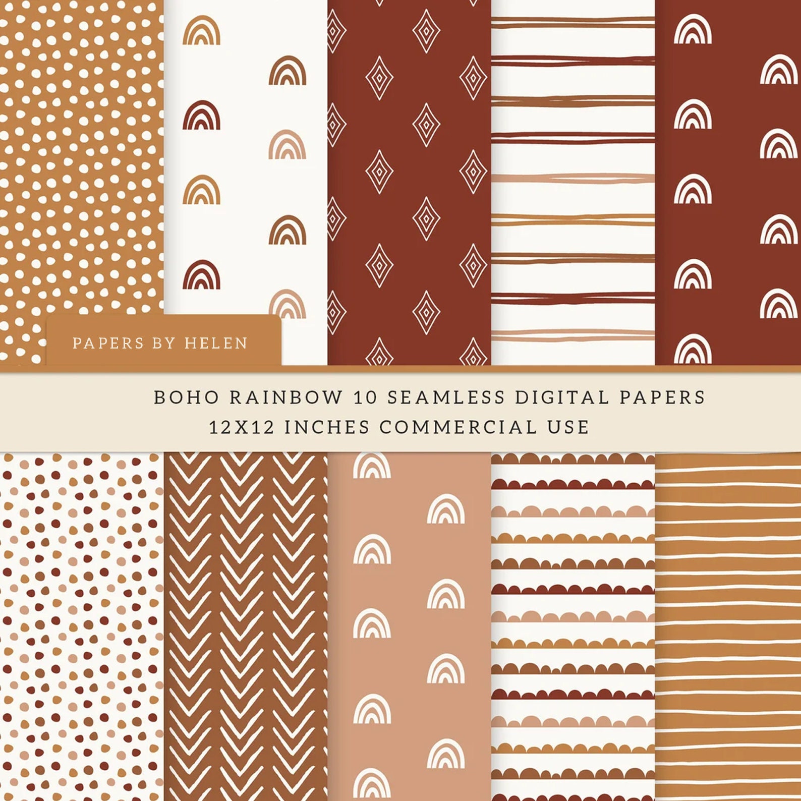 10 Boho Seamless Digital Papers Boho Scrapbook Paper Boho - Etsy UK