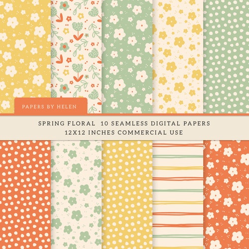 10 Boho Seamless Digital Papers Spring Floral Spring - Etsy