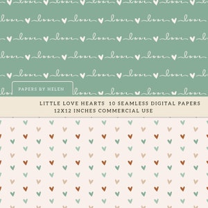 10 Valentine Hearts Seamless Digital Papers, Scrapbook Paper, Heart ...