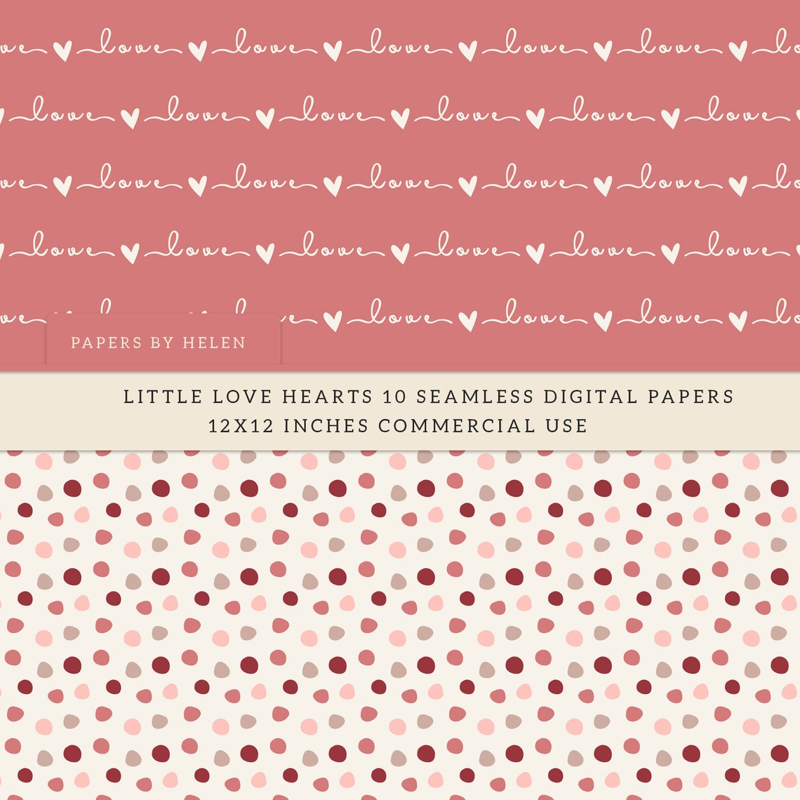 10 Valentine Hearts Seamless Digital Papers Scrapbook Paper - Etsy