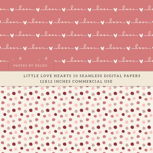 10 Valentine Hearts Seamless Digital Papers, Scrapbook Paper, Heart ...
