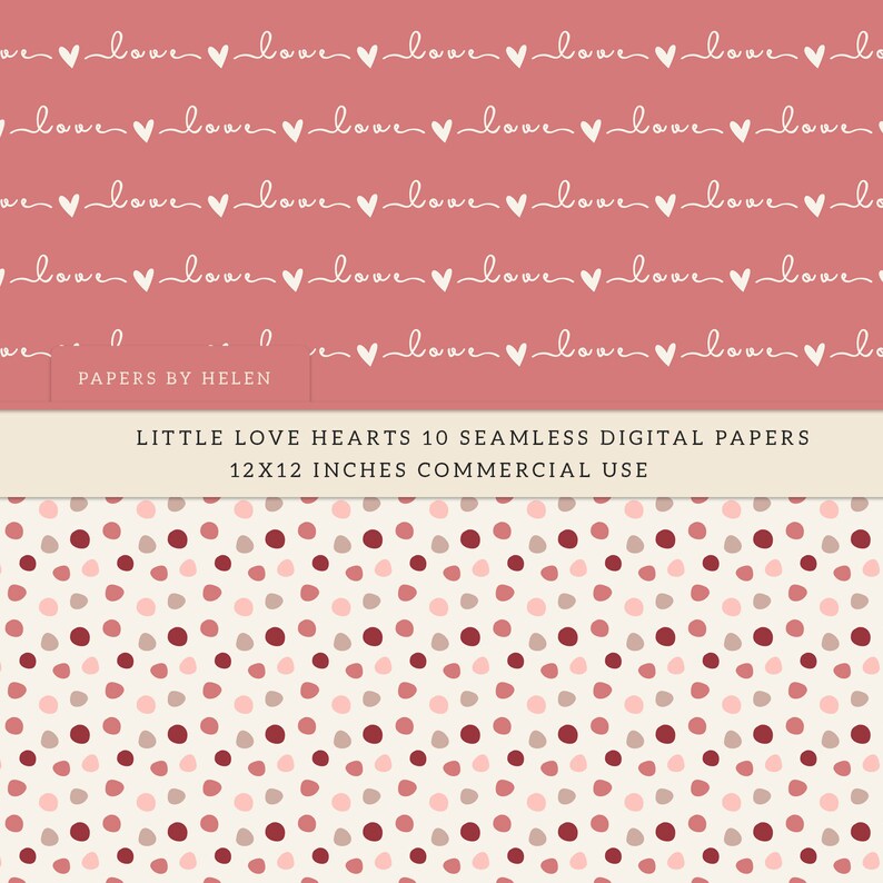 10 Valentine Hearts Seamless Digital Papers Scrapbook Paper - Etsy