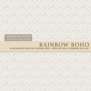 10 Rainbow Boho Seamless Digital Papers, Beige Neutral Boho Backgrounds ...