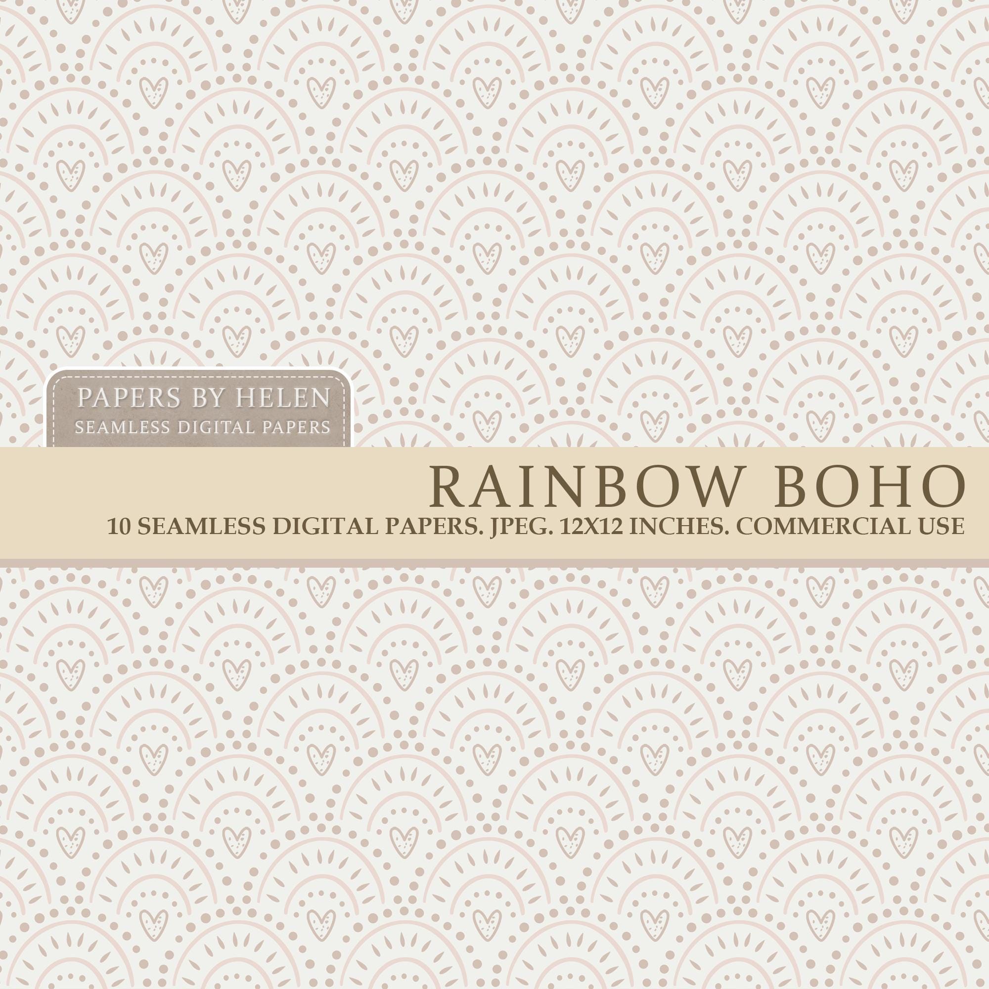 10 Rainbow Boho Seamless Digital Papers, Beige Neutral Boho Backgrounds ...