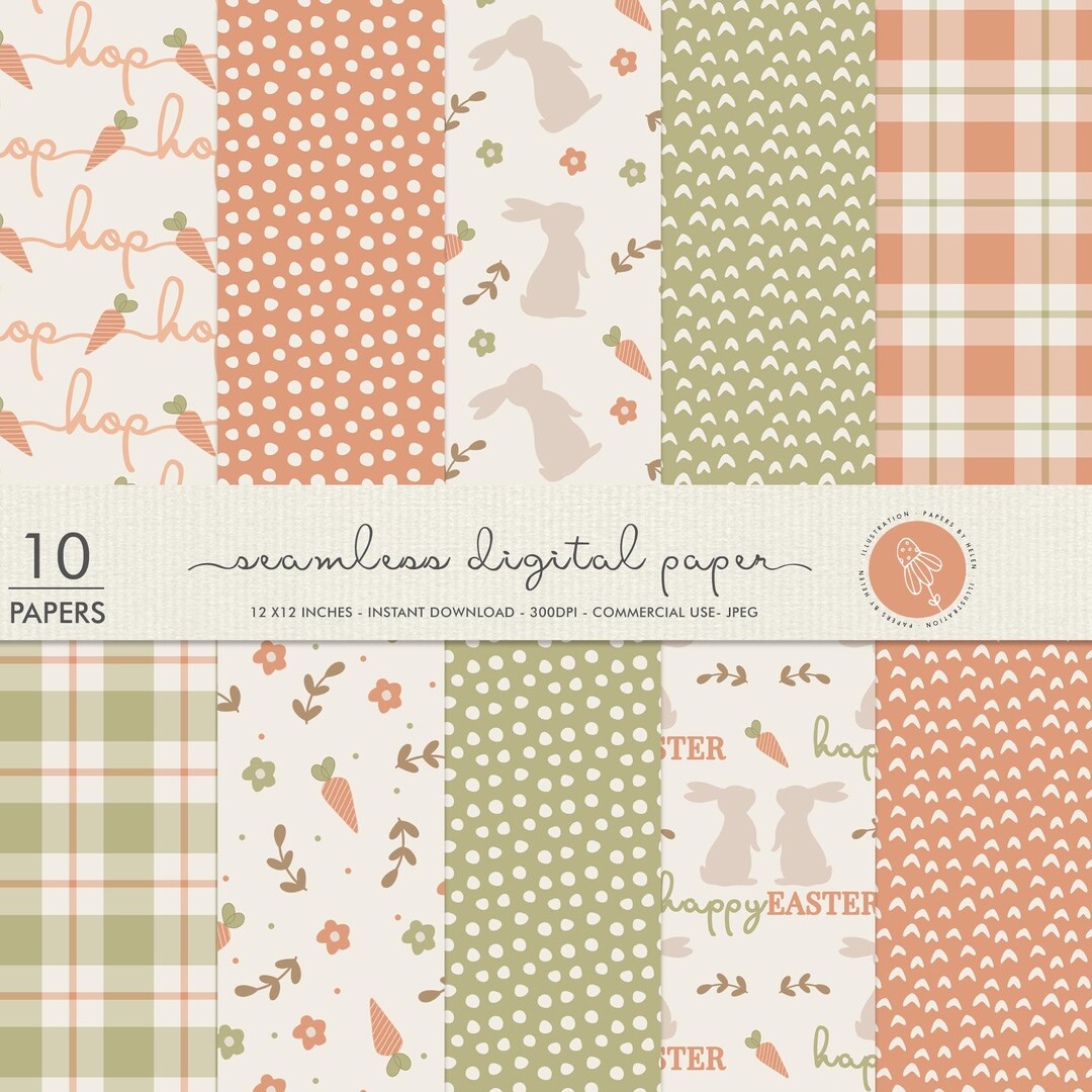 10 Easter Seamless Digital Papers, Easter Backgrounds, Commercial Use ...