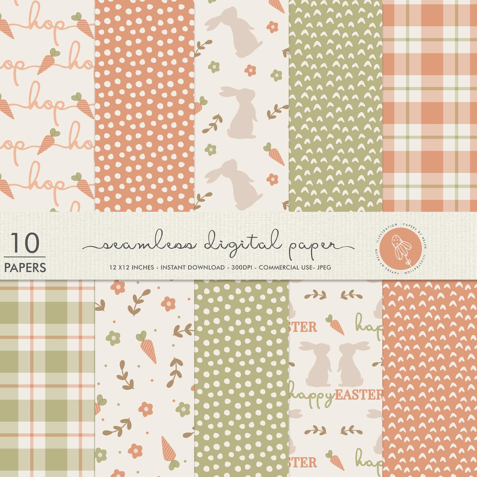10 Easter Seamless Digital Papers, Easter Backgrounds, Commercial Use ...