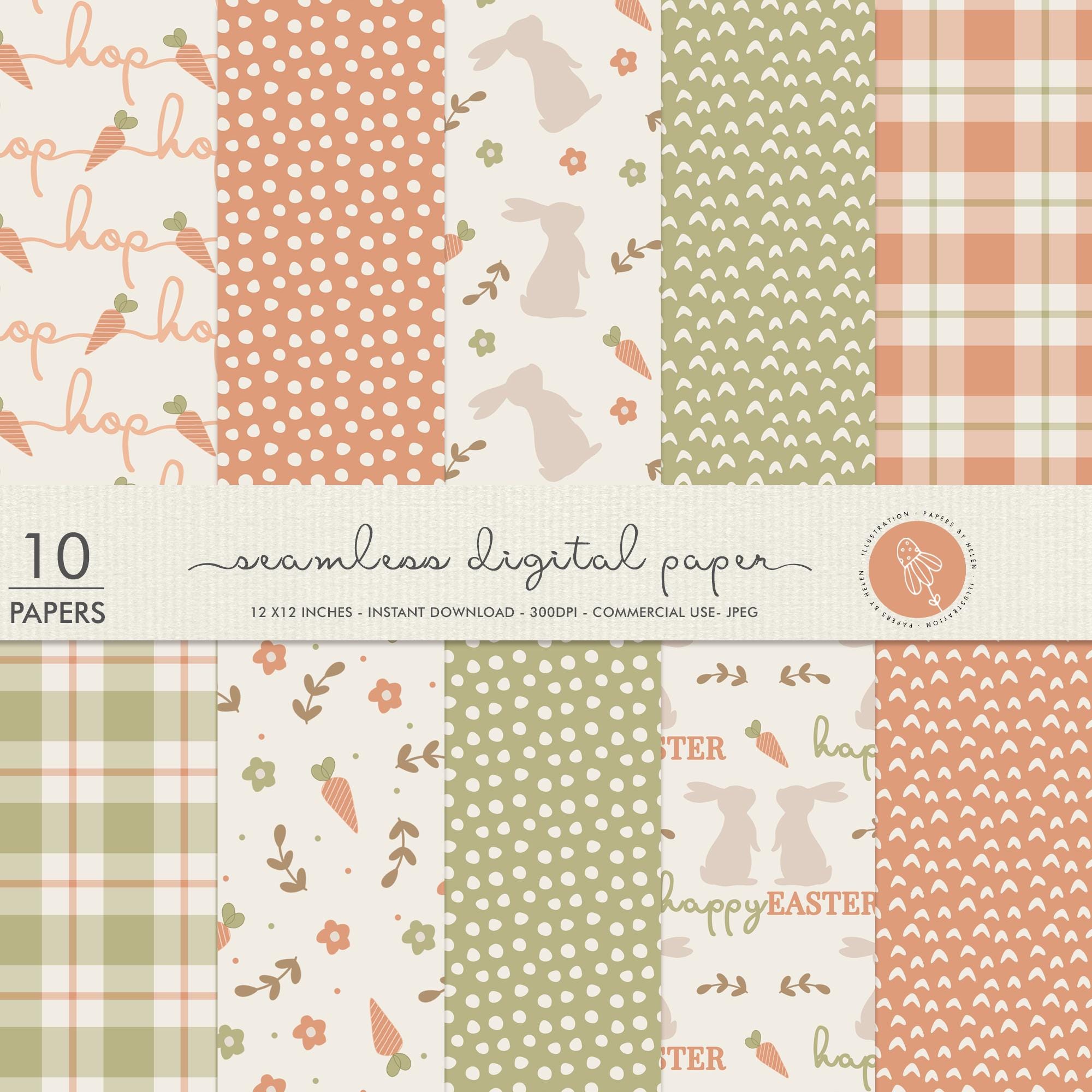 10 Easter Seamless Digital Papers, Easter Backgrounds, Commercial Use ...